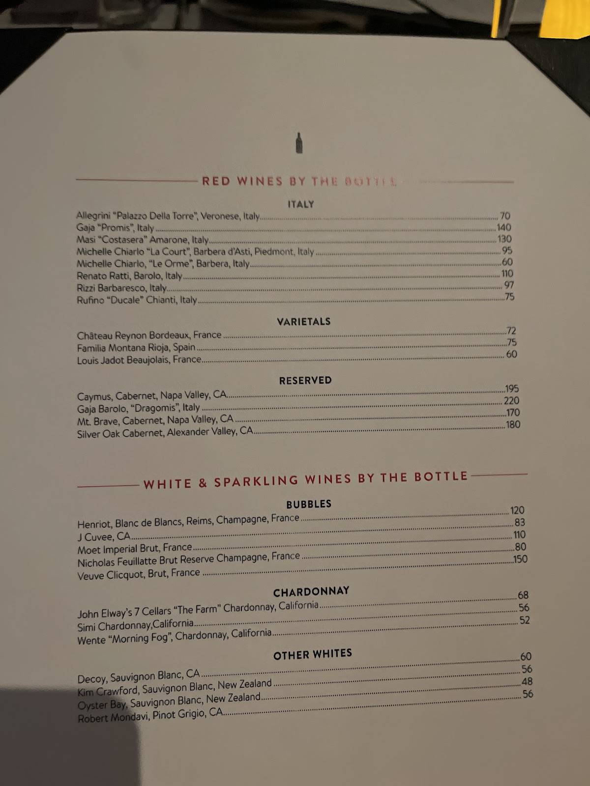 Menu at Rosebud Steakhouse Centennial Village, Munster