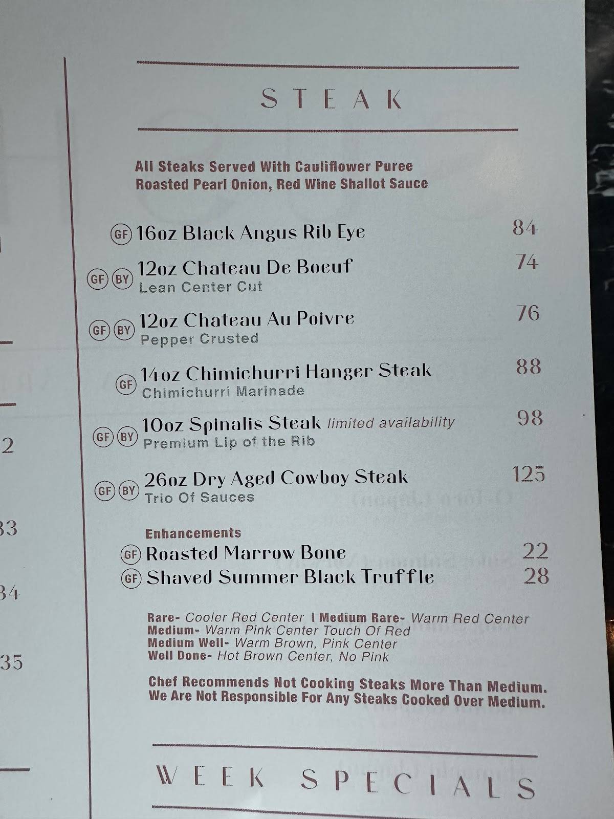 Menu at Salt Steakhouse, Long Branch