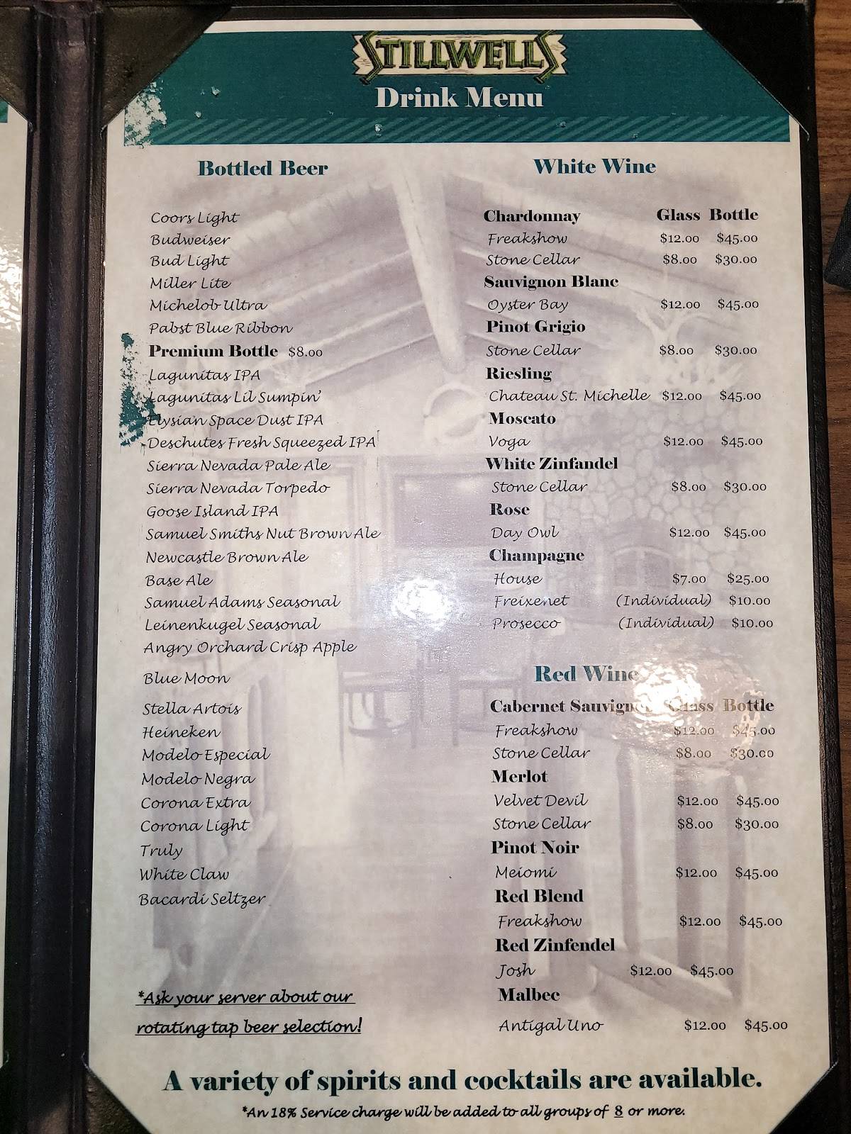 Menu at Stillwells Restaurant, Big Bear Lake