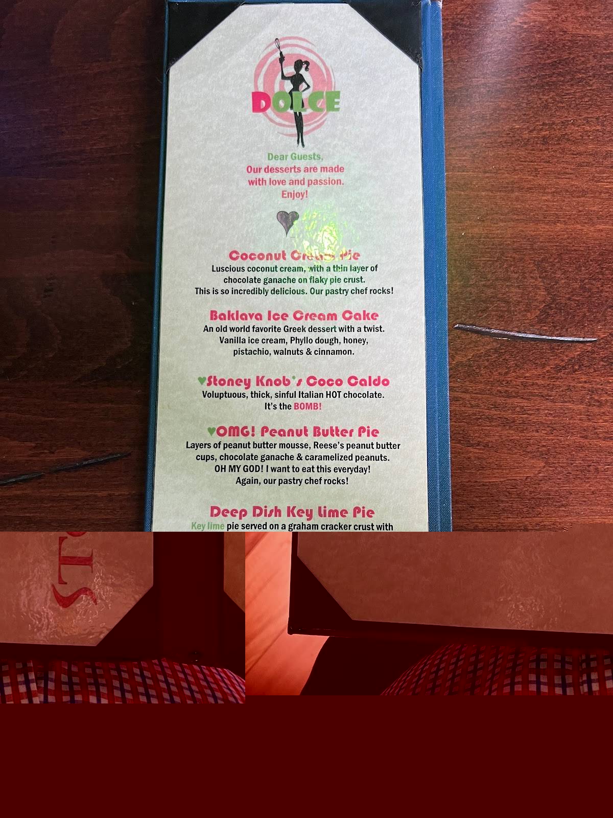Menu at Stoney Knob Cafe, Weaverville