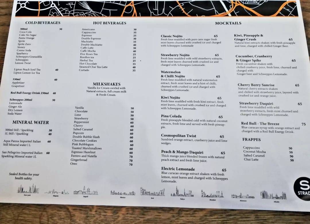 Menu at Strada Street Food -Halaal restaurant, Johannesburg