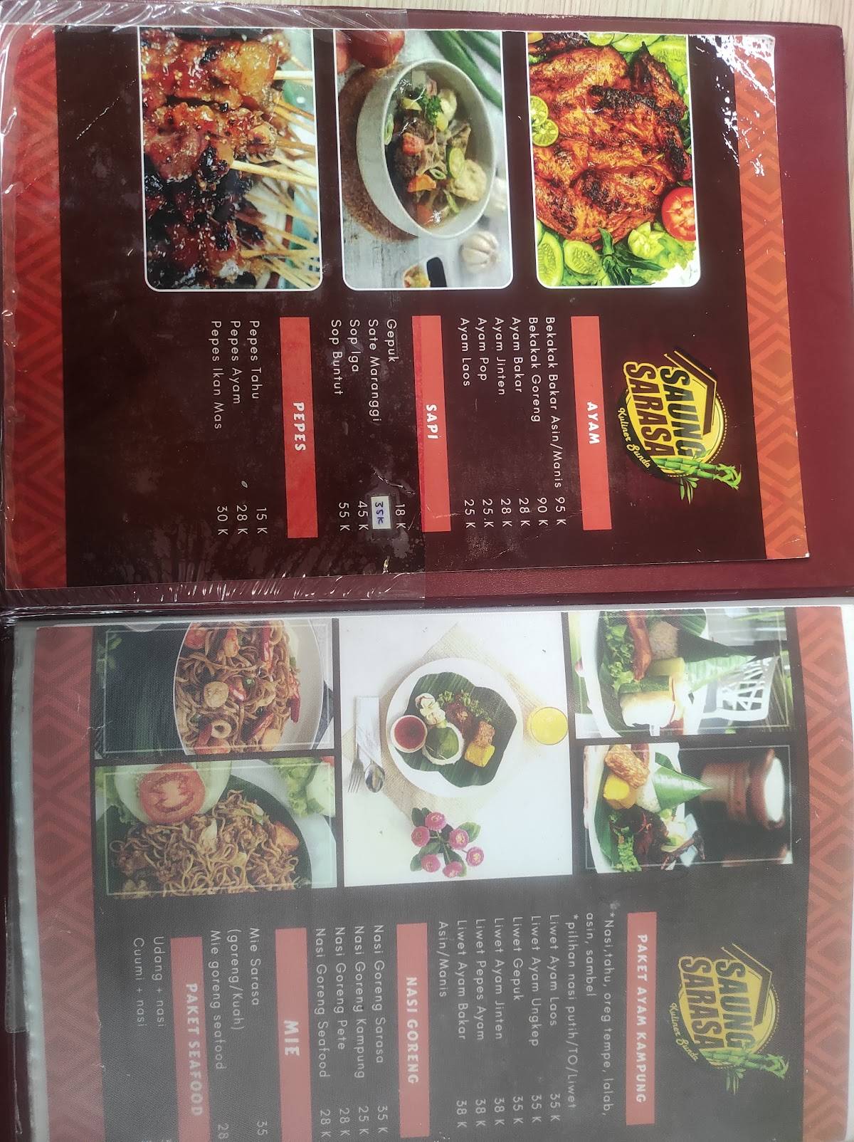 Menu at Rumah makan Saung Sarasa restaurant, Subang