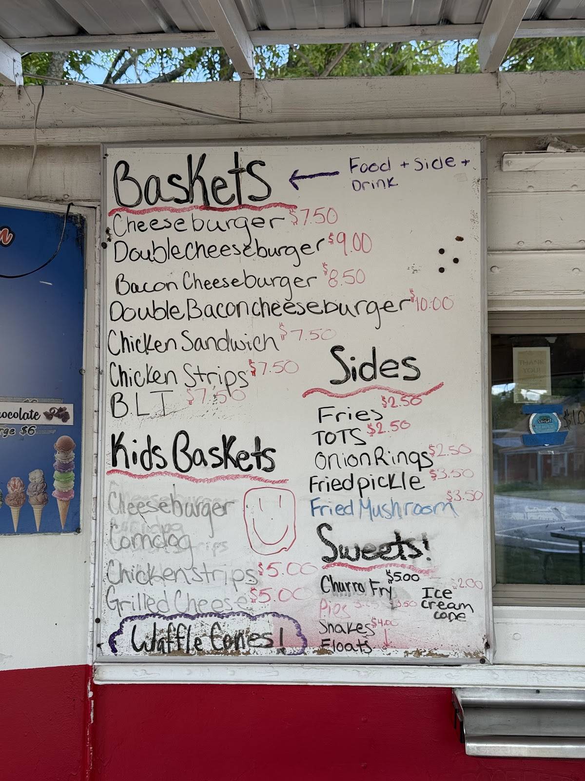 Menu at Sugar Shack restaurant, West Fork