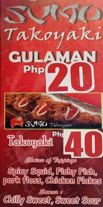 Menu at Sumo Takoyaki, Manila, Food Court