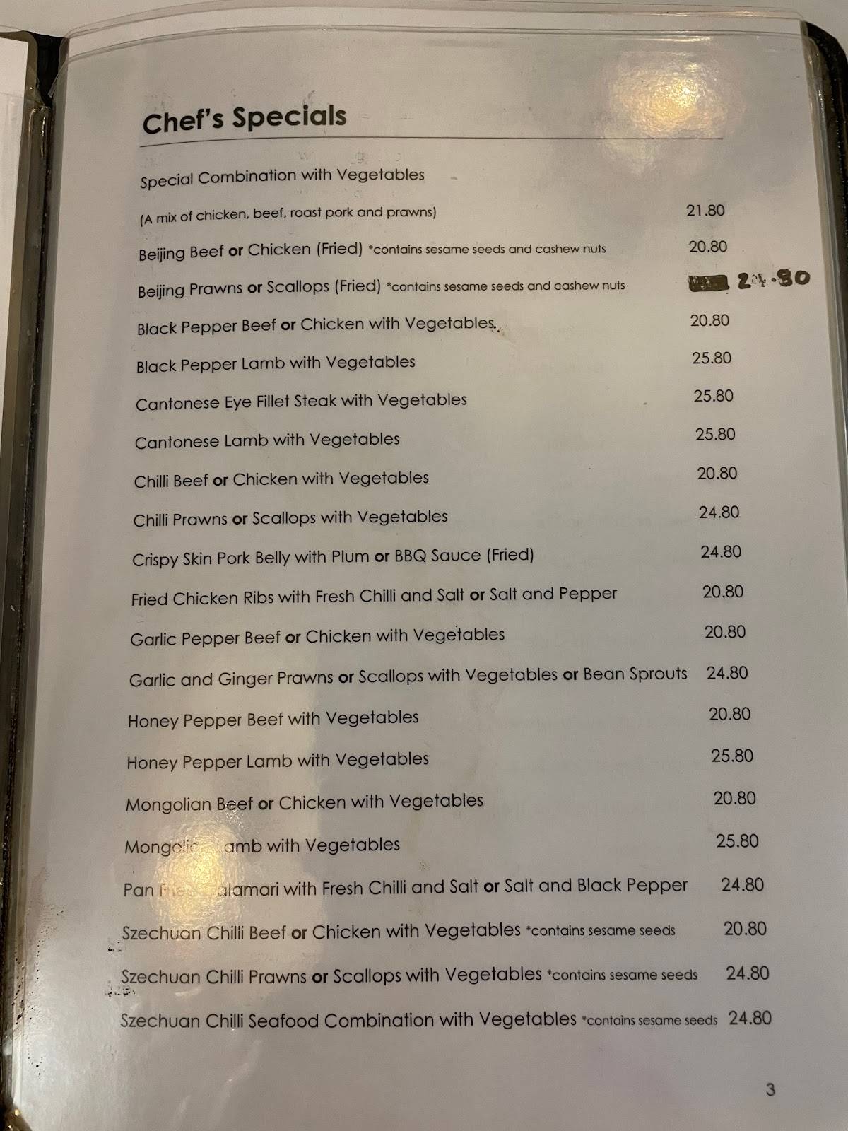 Menu at Sun & Mei Chinese and Thai Restaurant, Mornington