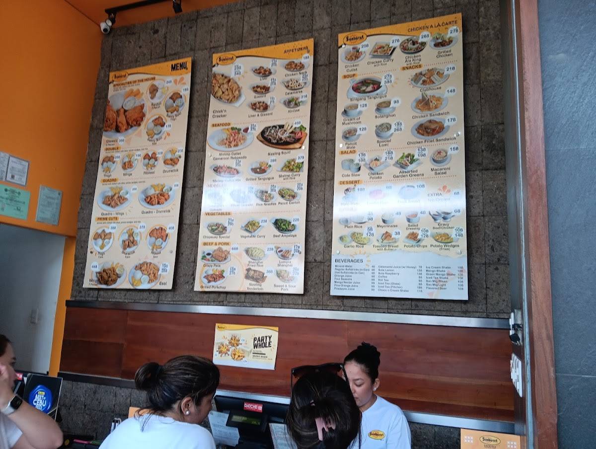 Menu at Sunburst Fried Chicken Oakridge Cebu restaurant, Mandaue City