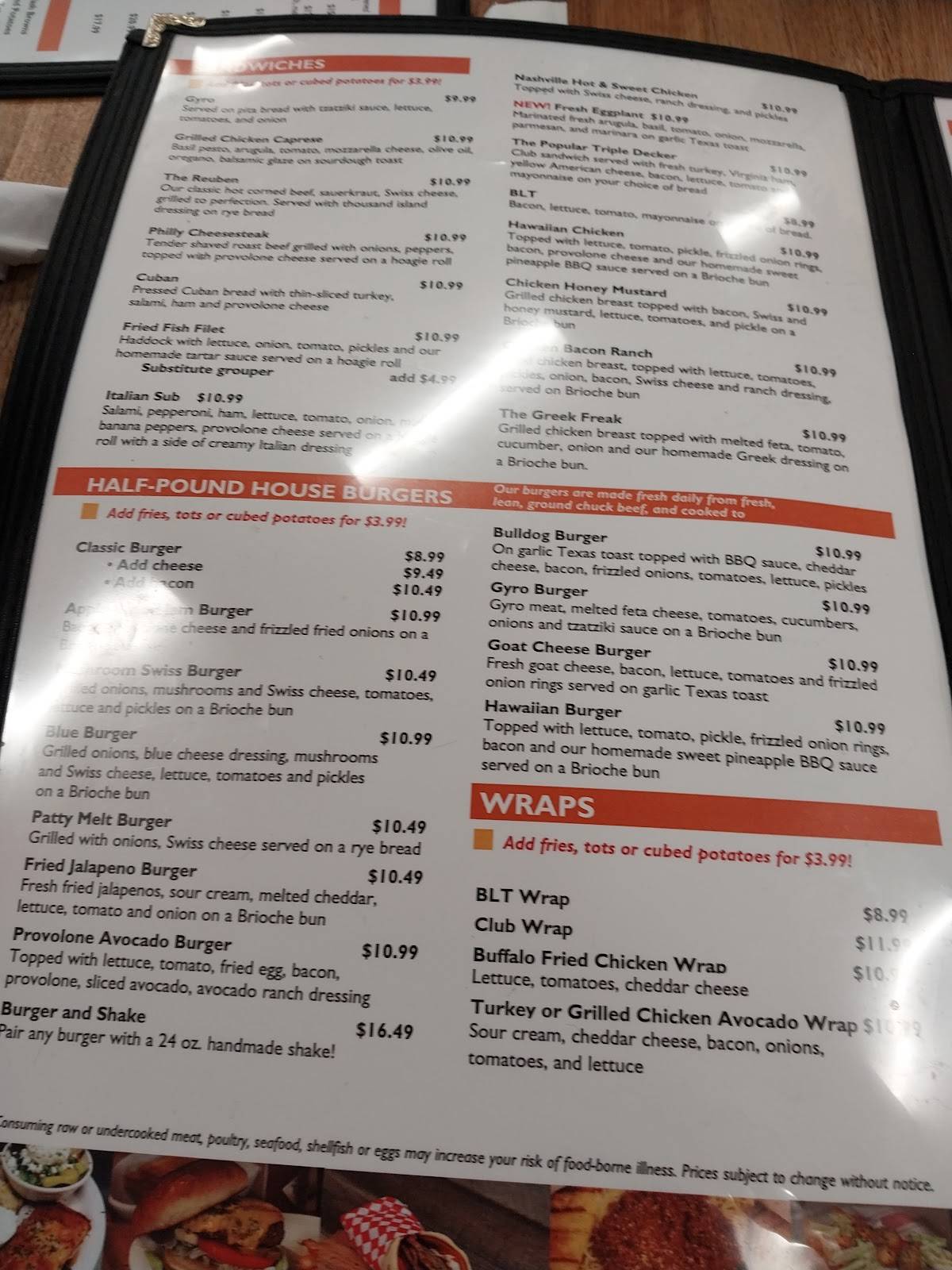 Menu at Sunrise Eatery restaurant, Zephyrhills, Gall Blvd