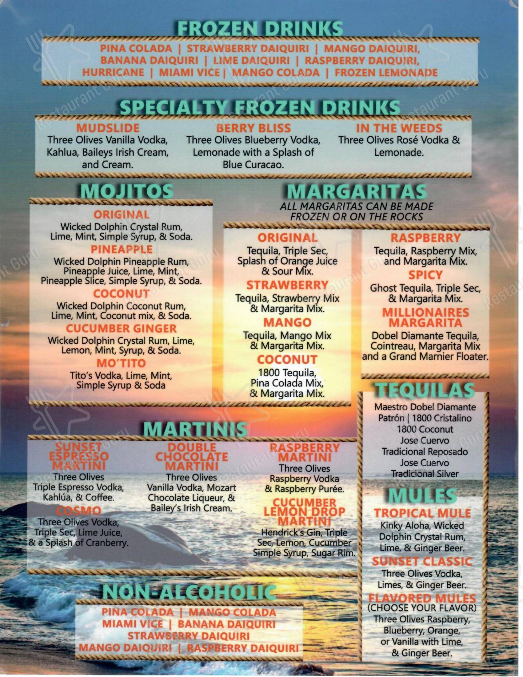 Menu at Sunset Grille pub & bar, Marco Island, 900 S Collier Blvd