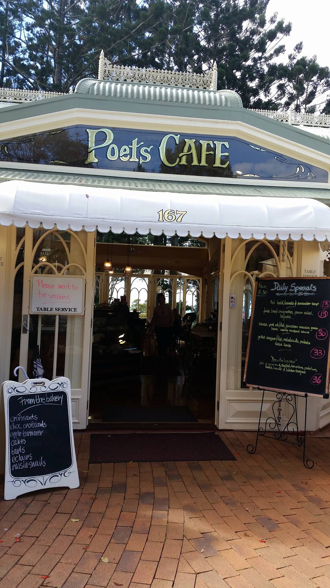 Menu at Poets Cafe, Montville