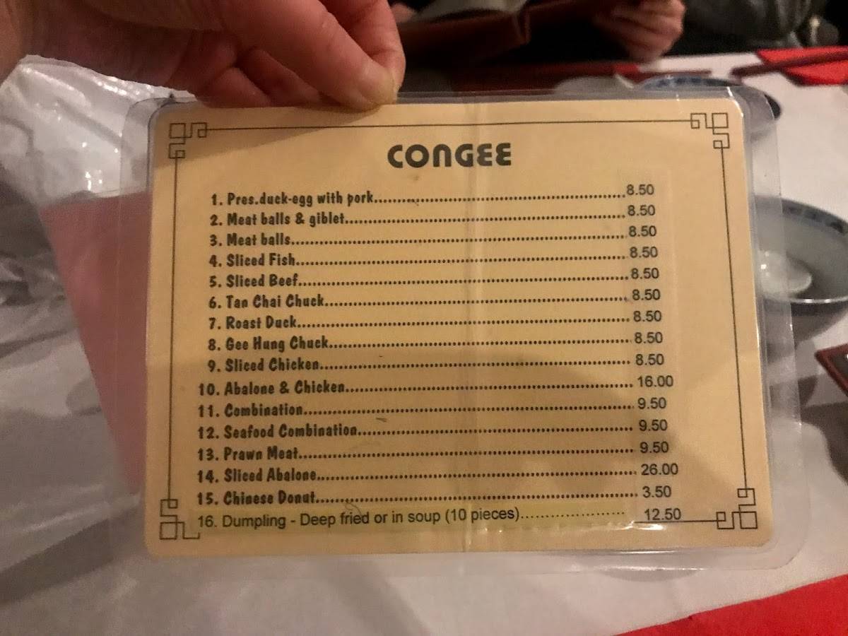 Menu at Supper Inn restaurant, Melbourne