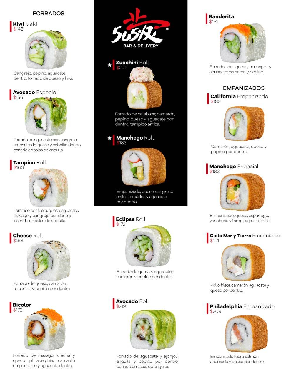 Menu at Sushi Bar & Delivery, Mexicali, Calz. Justo Sierra 1515