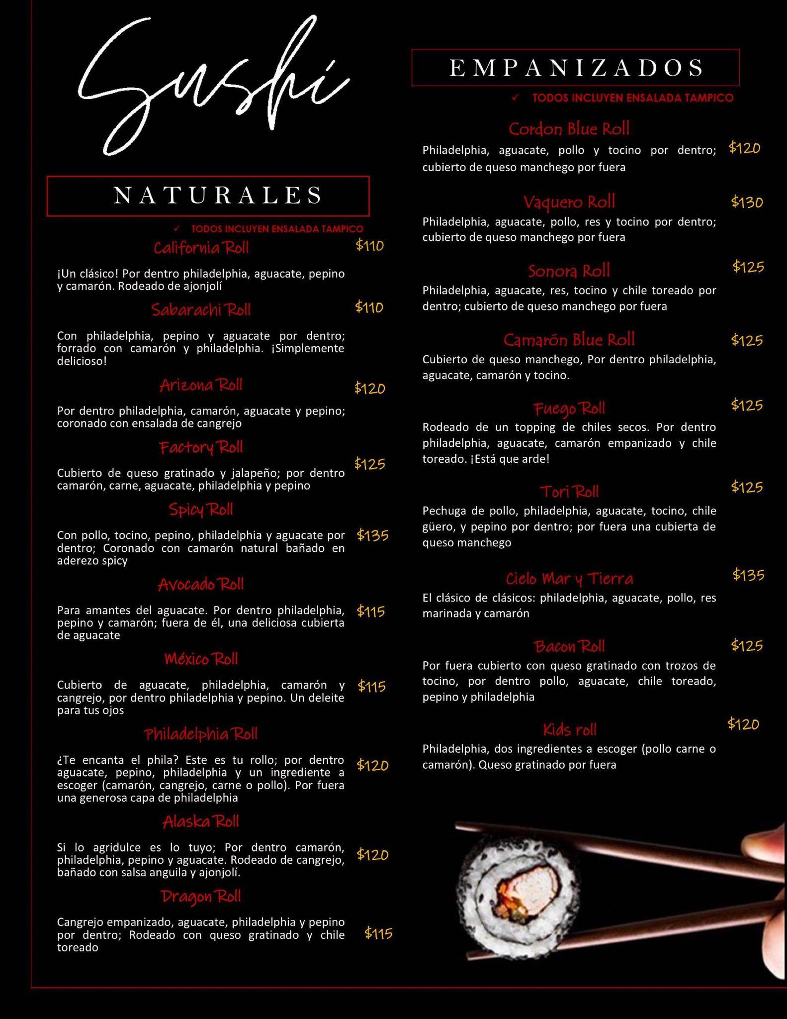 Carta del restaurante Sushi Factory, Nacozari del García, Francisco. I ...