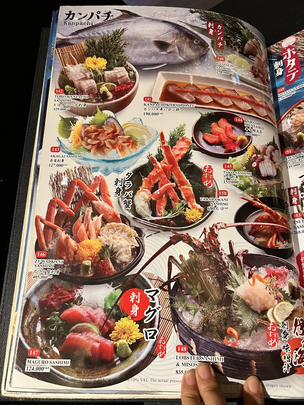 Menu at Sushi Hokkaido Sachi restaurant, Ho Chi Minh City, 40-42 Đ. Đông Du