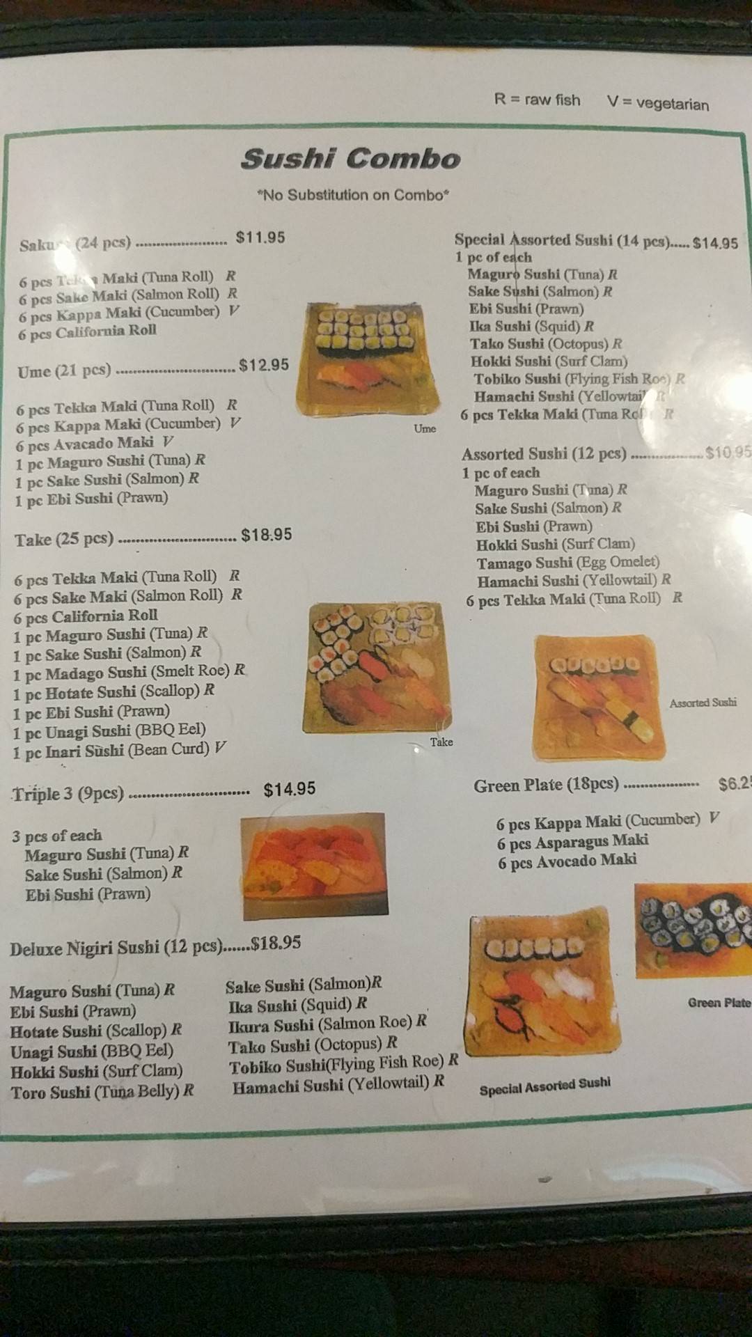 Menu at Sushi Ichi restaurant, Parksville