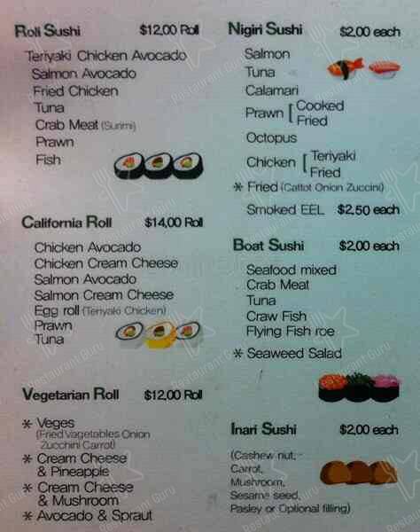 Menu at Sushi Planet restaurant, Upper Hutt, 197 Main St