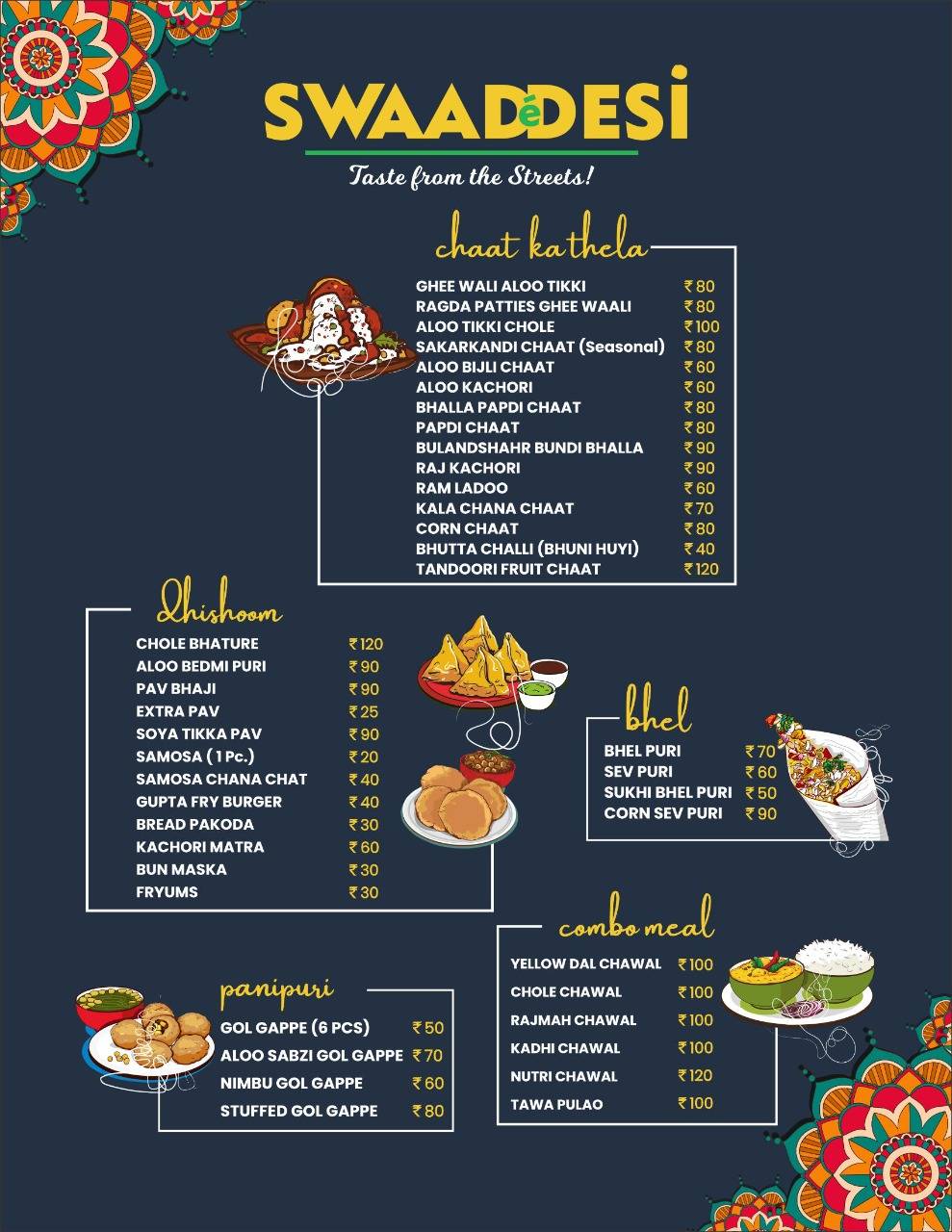 Menu at Swaad e desi, Chandigarh