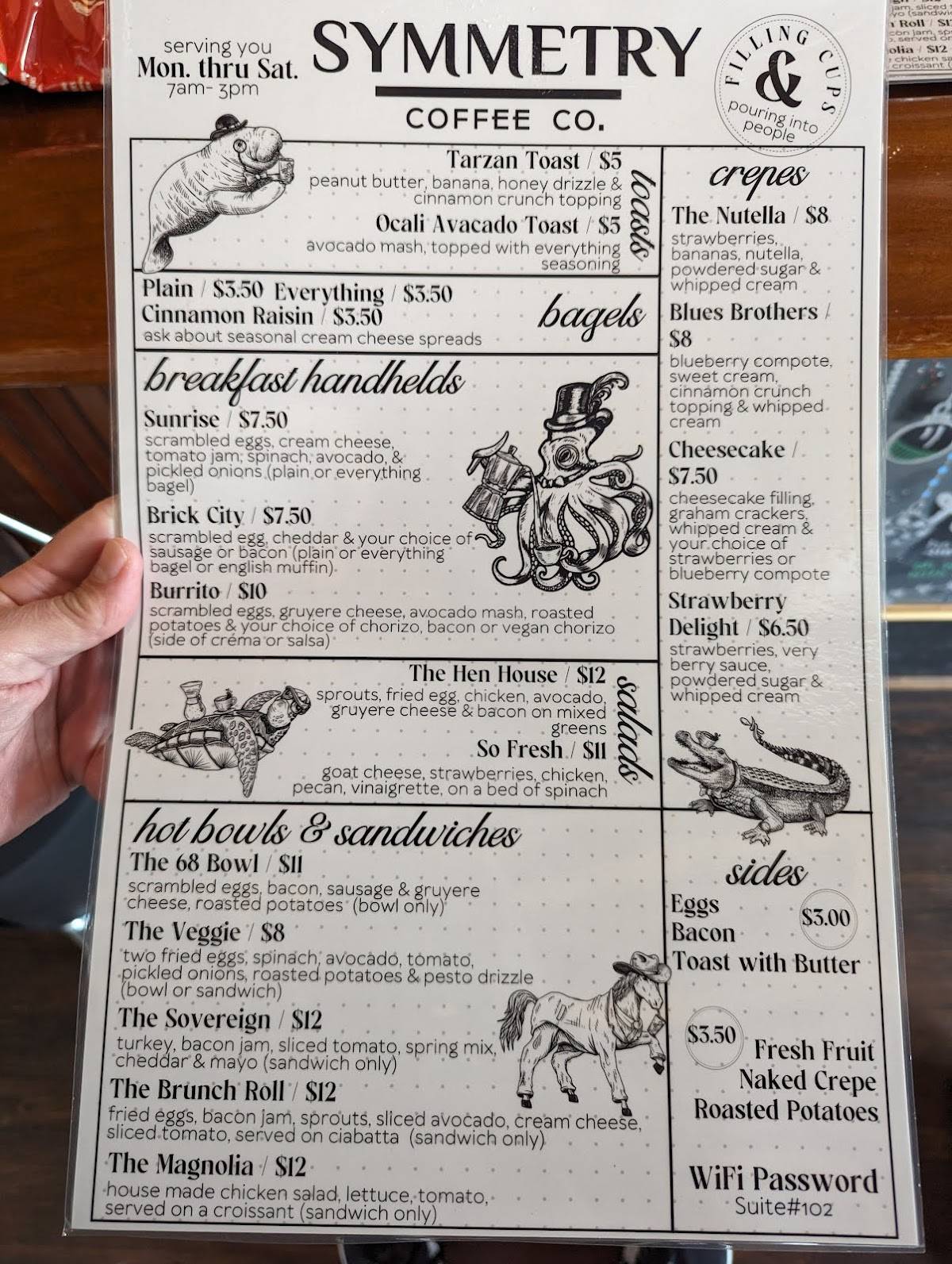 Menu at Symmetry Coffee Company cafe, Ocala