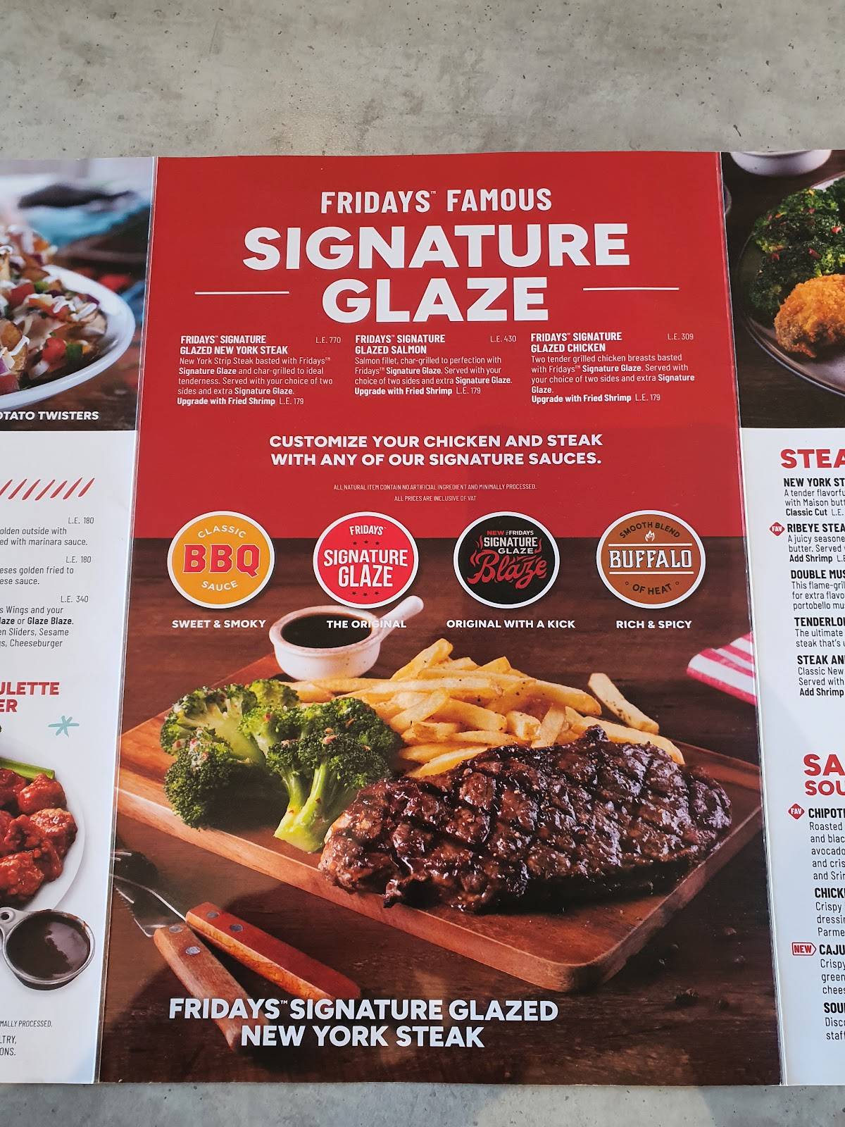 Carta del restaurante TGI Friday's, New Cairo City, 2CH5+GMG