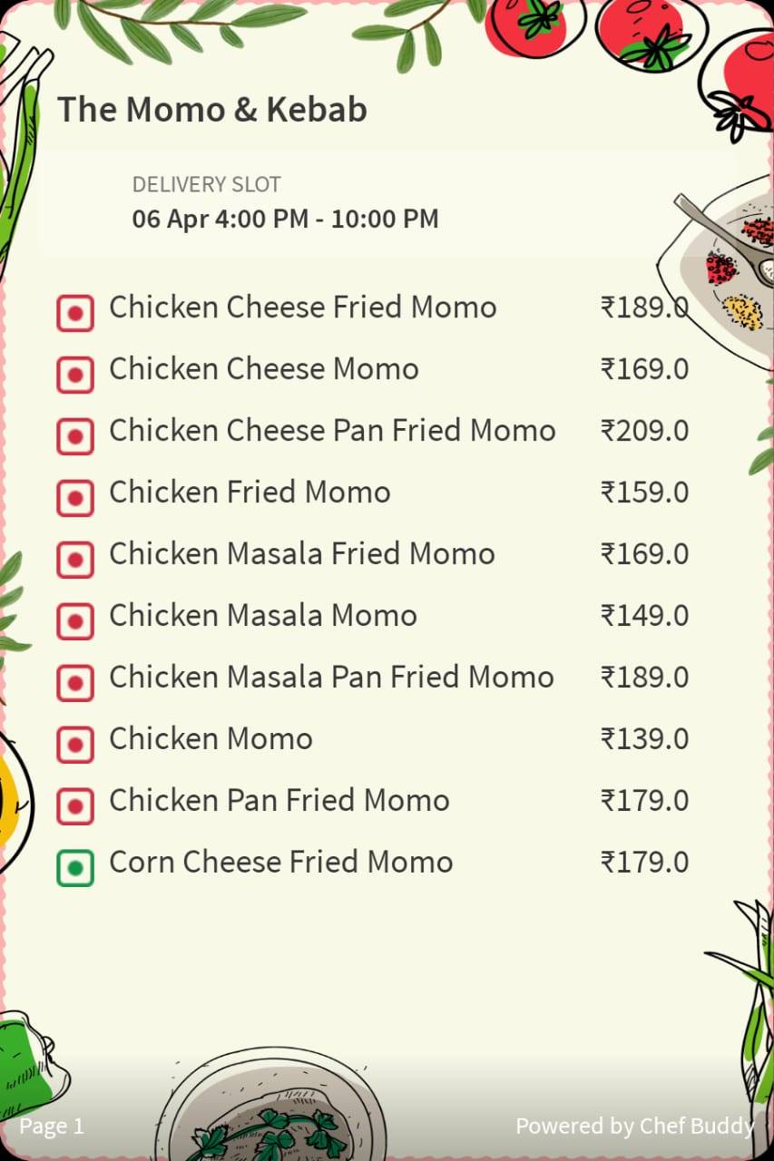 Menu at THE MOMO & KEBAB, Kolkata, Sikher bagan