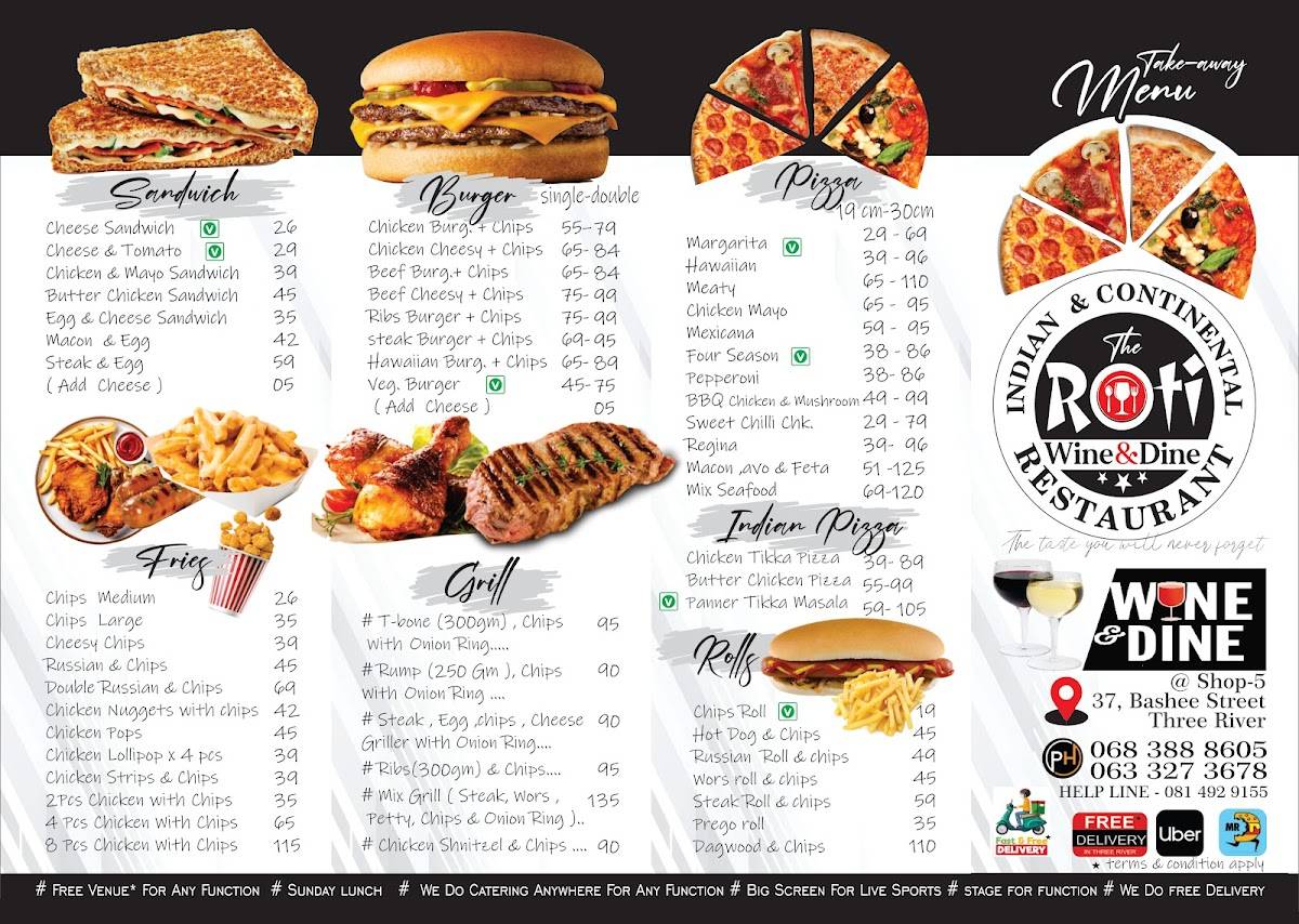 Carta de THE ROTI RESTAURANT, Vereeniging, MALL