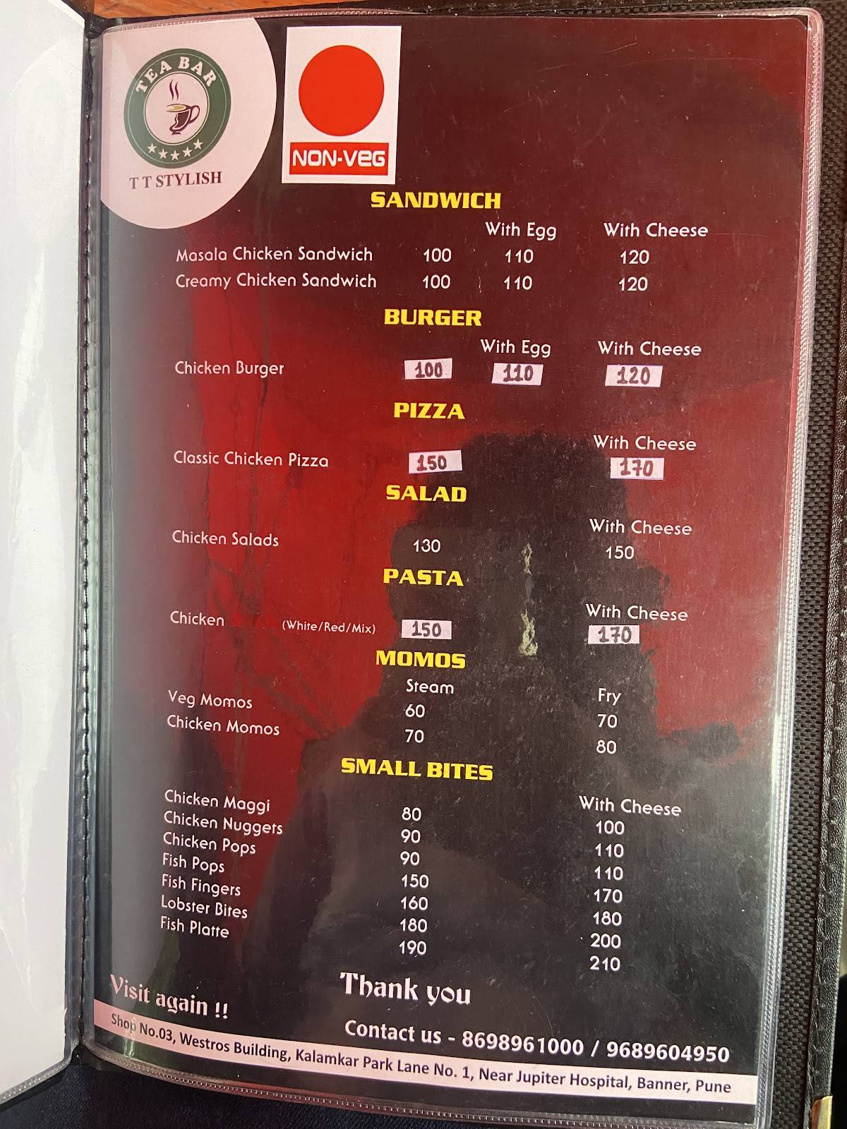 Menu at TT STYLISH TEA BAR BANER, Pune