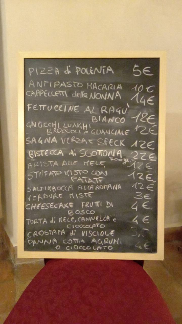 Menu da Taberna Macaria ristorante, Artena