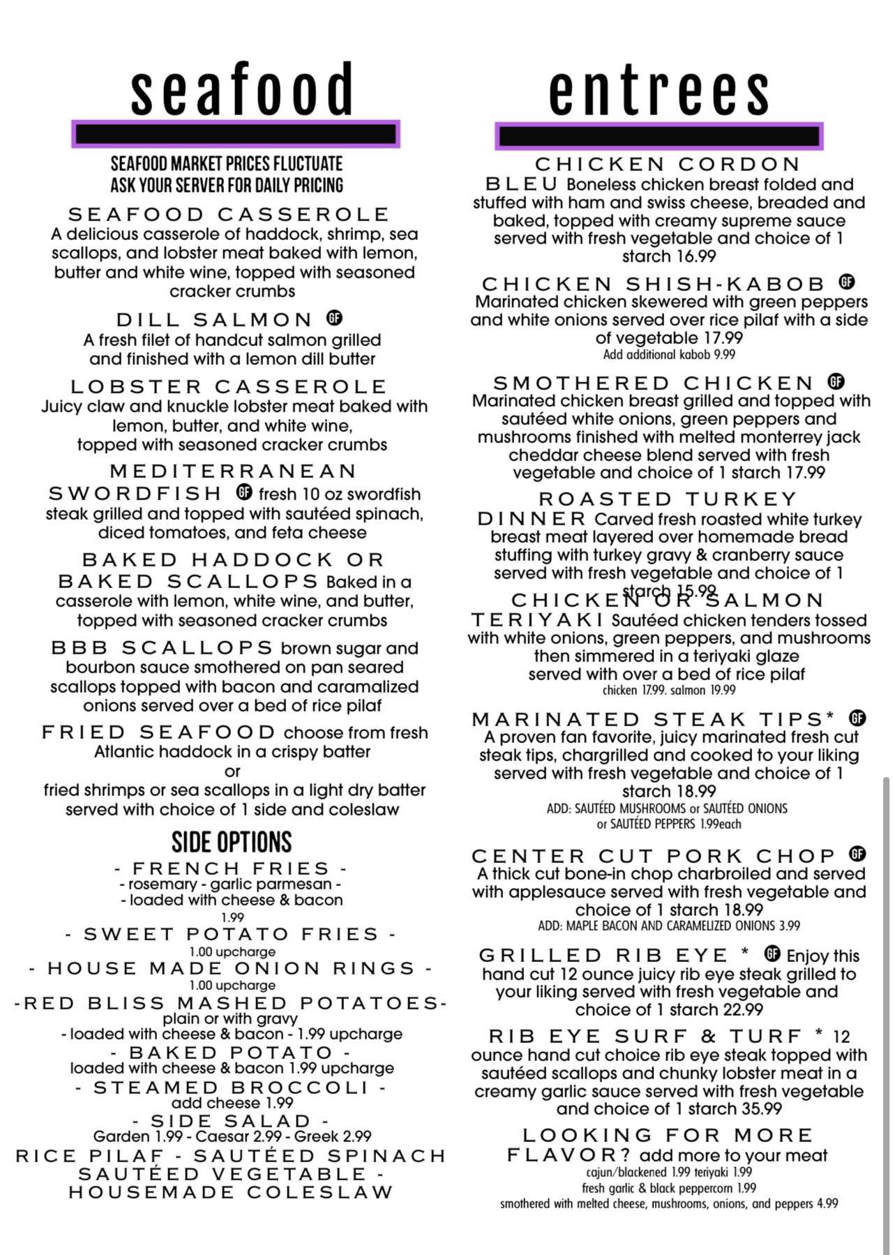 Menu at Table Twelve Kitchen & Bar, West Boylston