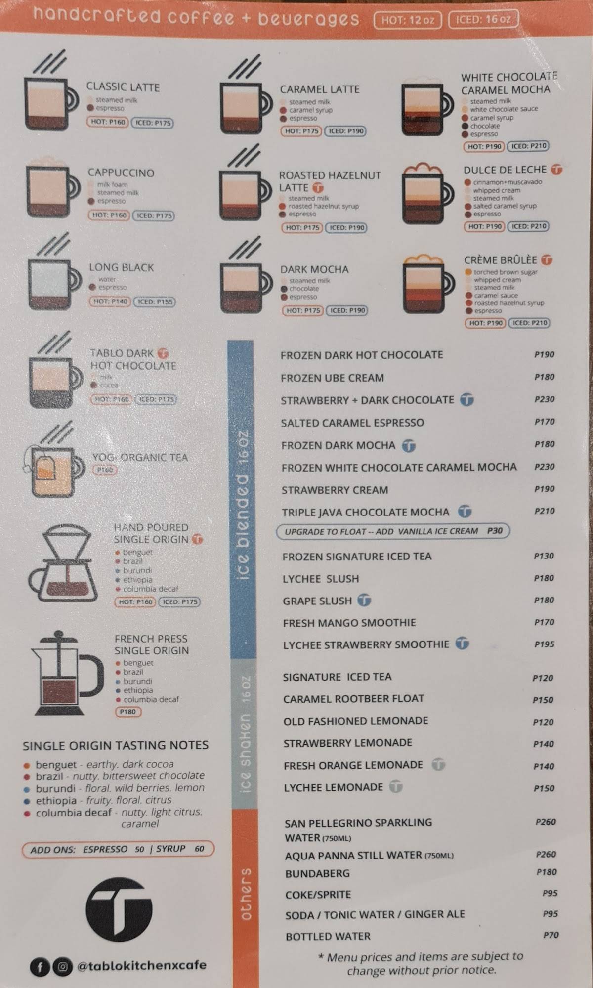 Menu at Tablo Kitchen x Cafe - BF Homes, Parañaque City, Parañaque