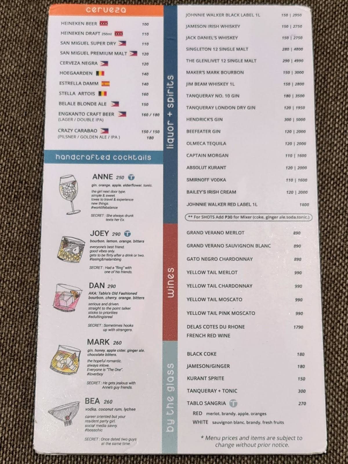 Menu at Tablo Kitchen x Cafe - BF Homes, Parañaque City, Parañaque