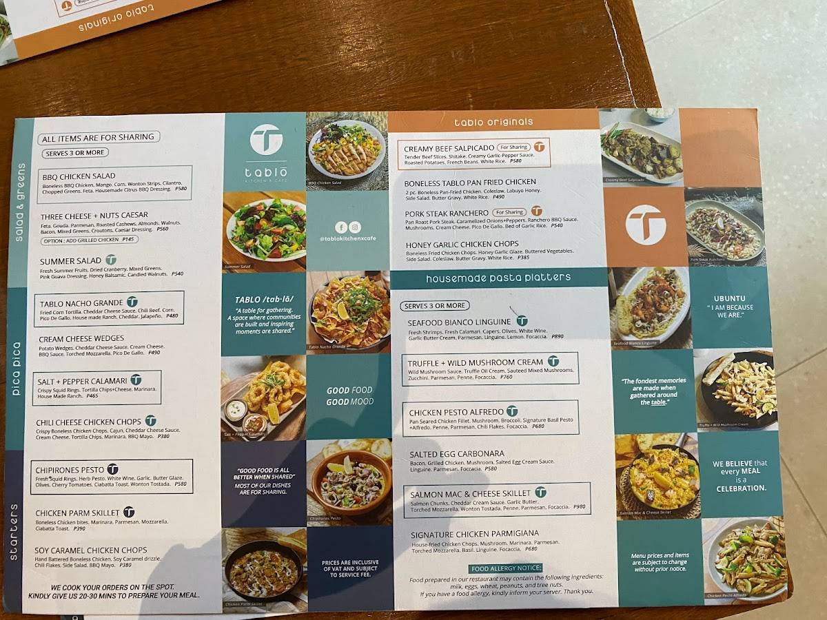 Menu at Tablo Kitchen x Cafe - BF Homes, Parañaque City, Parañaque