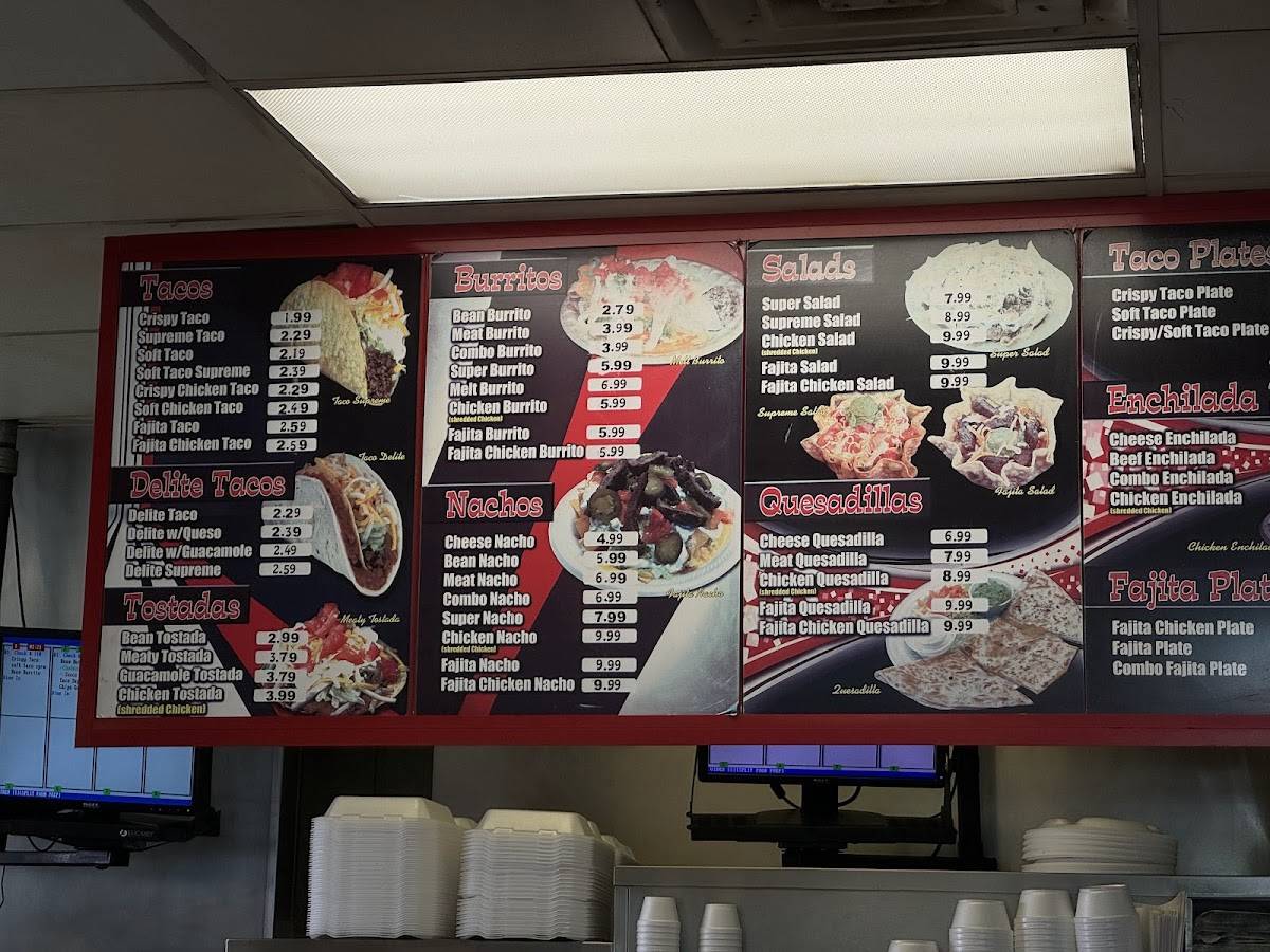 Menu at Taco Delite restaurant, Plano, Coit Rd