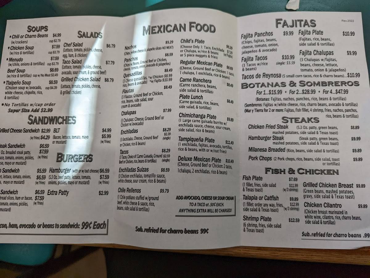 Menu at Taco Fiesta Restaurant, McAllen, N McColl Rd