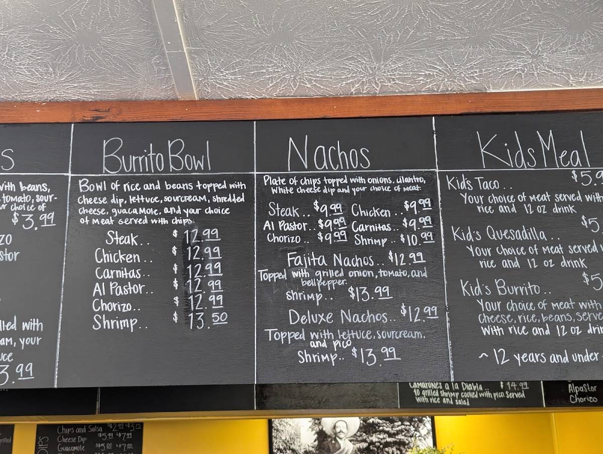 Menu at Taco Rey restaurant, Americus