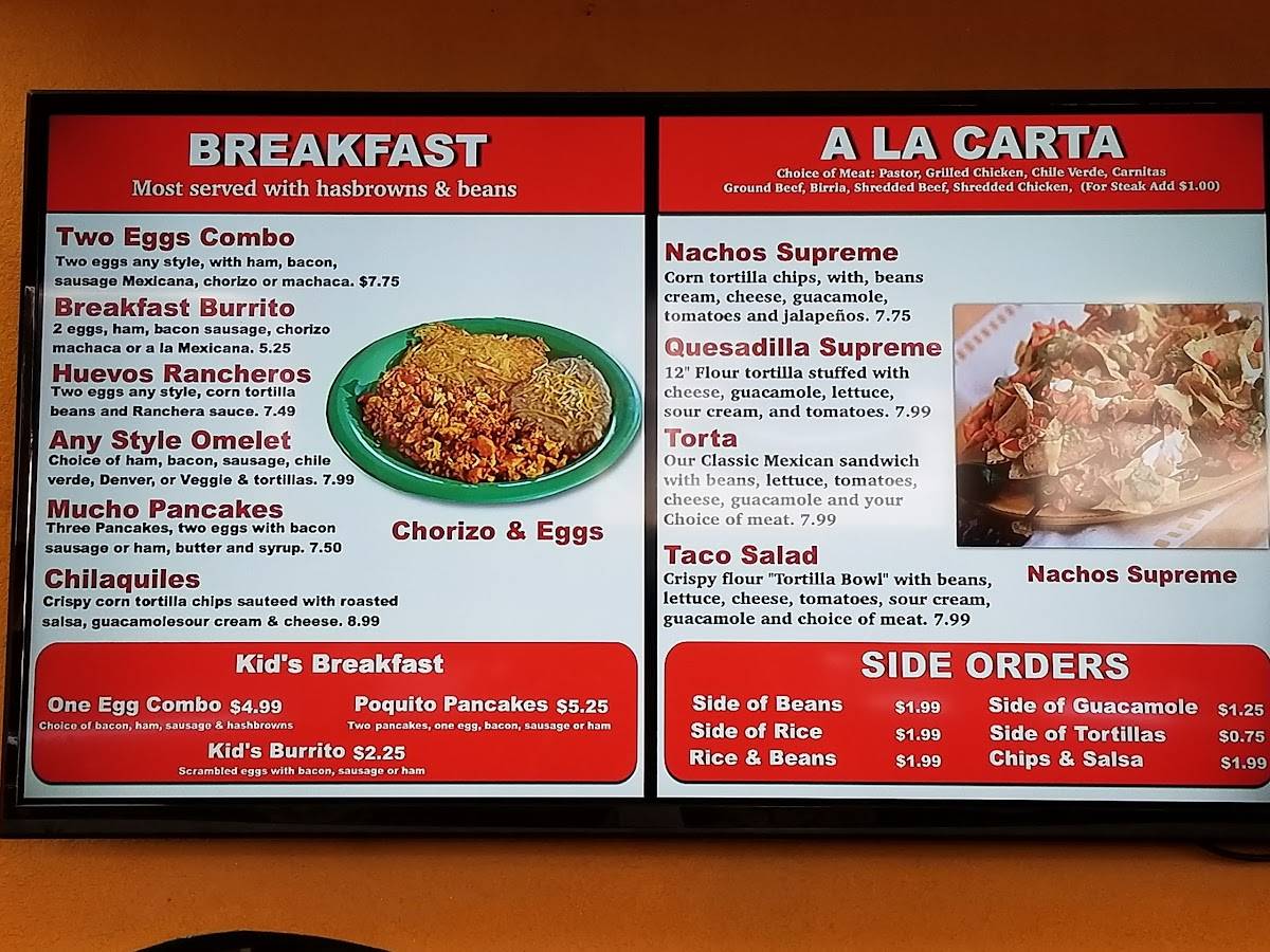 Menu at Taco Roco Express restaurant, Santa Maria