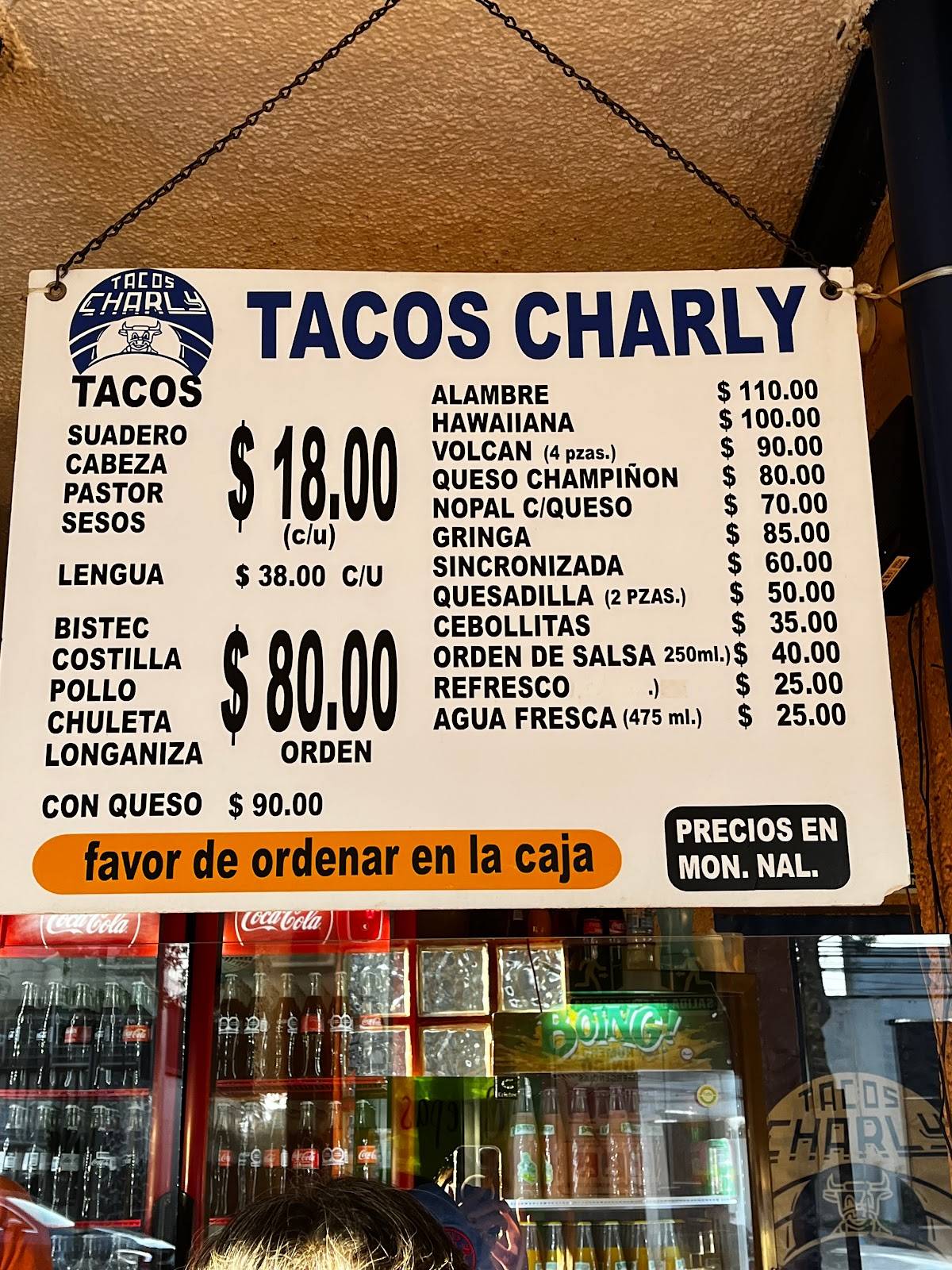 Carta del restaurante Tacos Charly, Ciudad del México, Avenida San ...