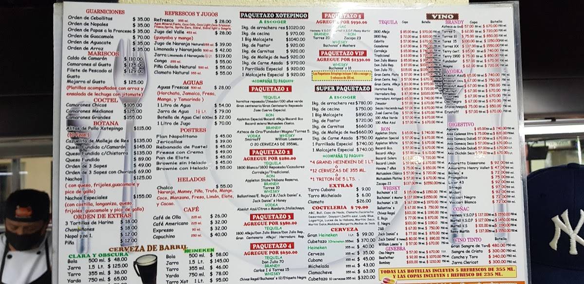 Carta del restaurante Tacos Xotepingo, Ciudad del México, Xotepingo 55