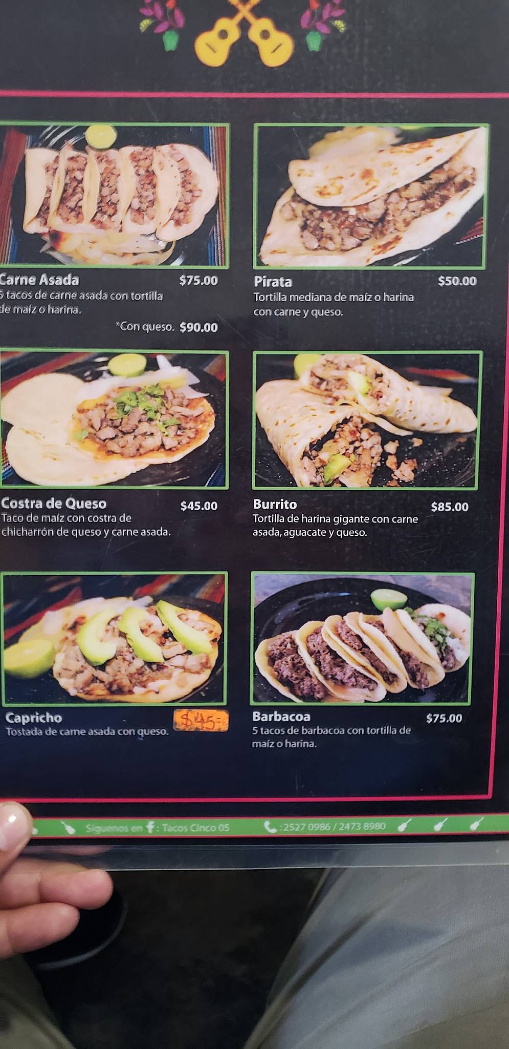 Carta del restaurante Tacos cinco 05, Apodaca