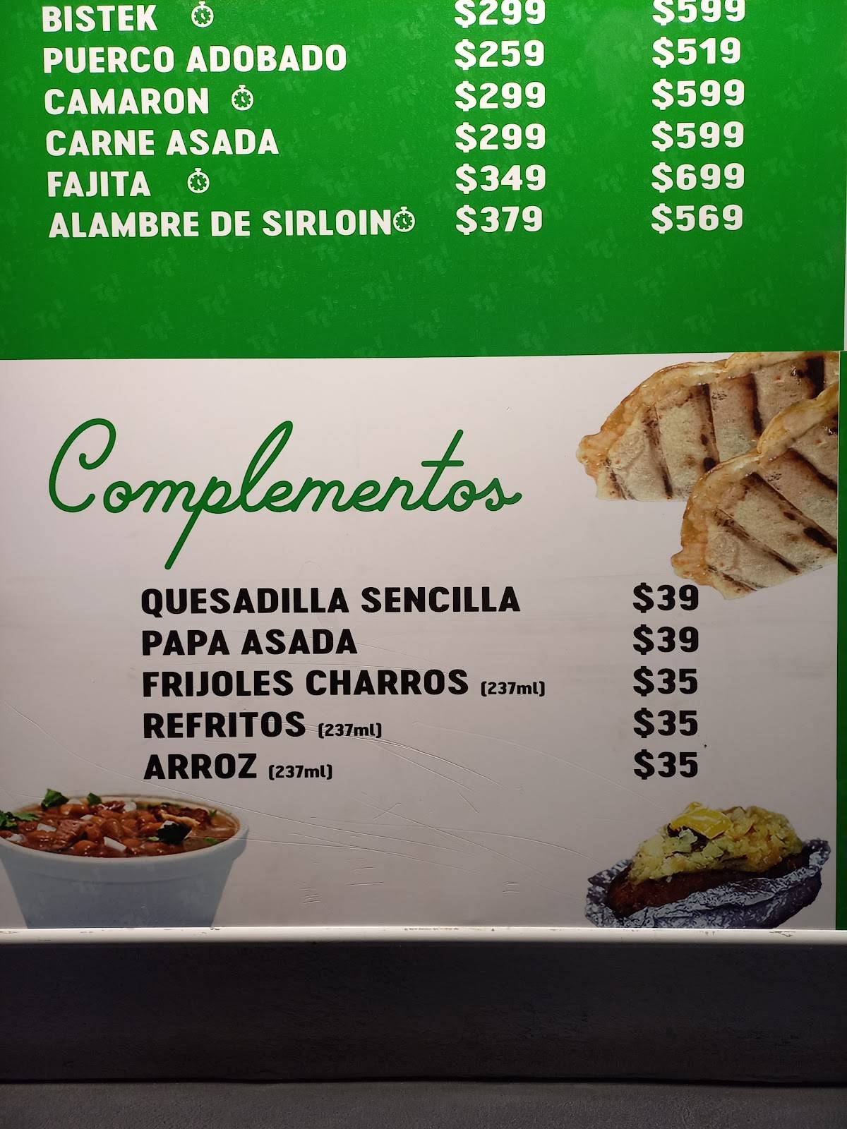 Carta del restaurante Tacotote, Torreón