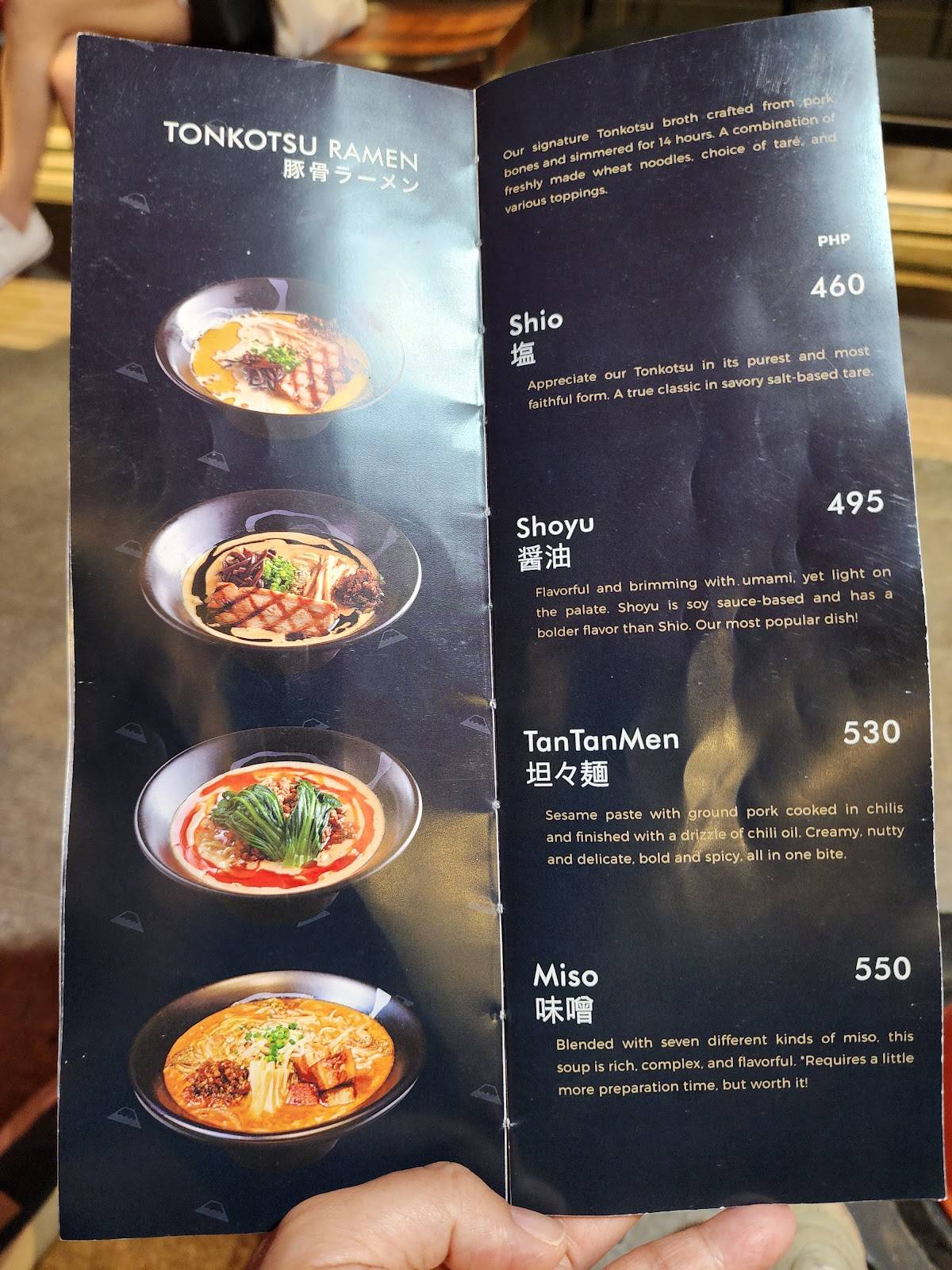 Menu at Mendokoro Ramenba BGC restaurant, Taguig