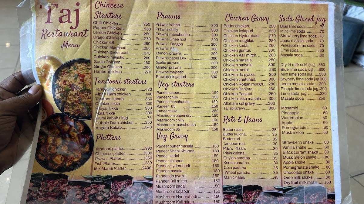 Menu at TAJJ RESTAURANT DEVANAHALLI (SAJJAD), India