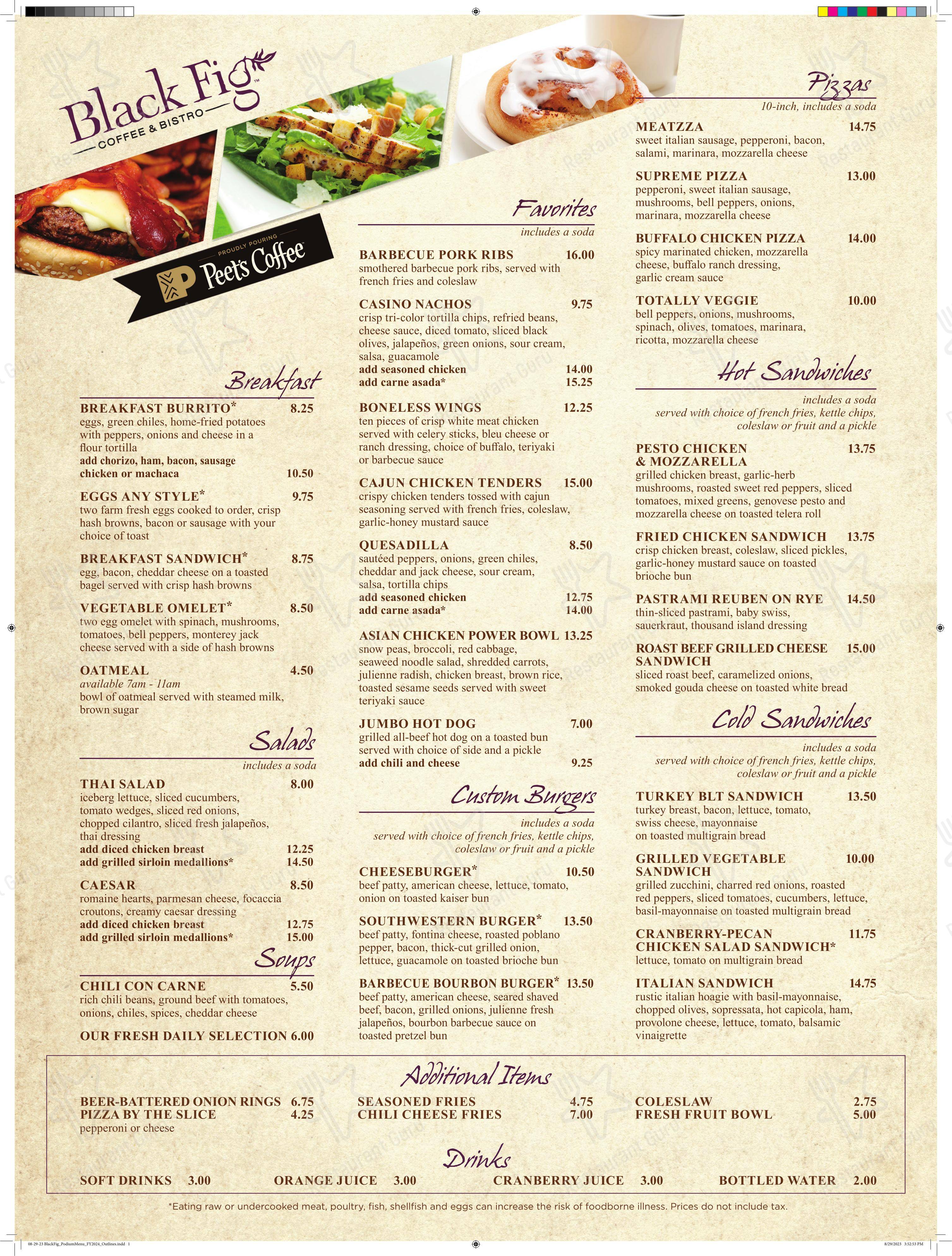 Menu at Talking Stick Resort Hotel cafe, Scottsdale, E Talking Stick Wy