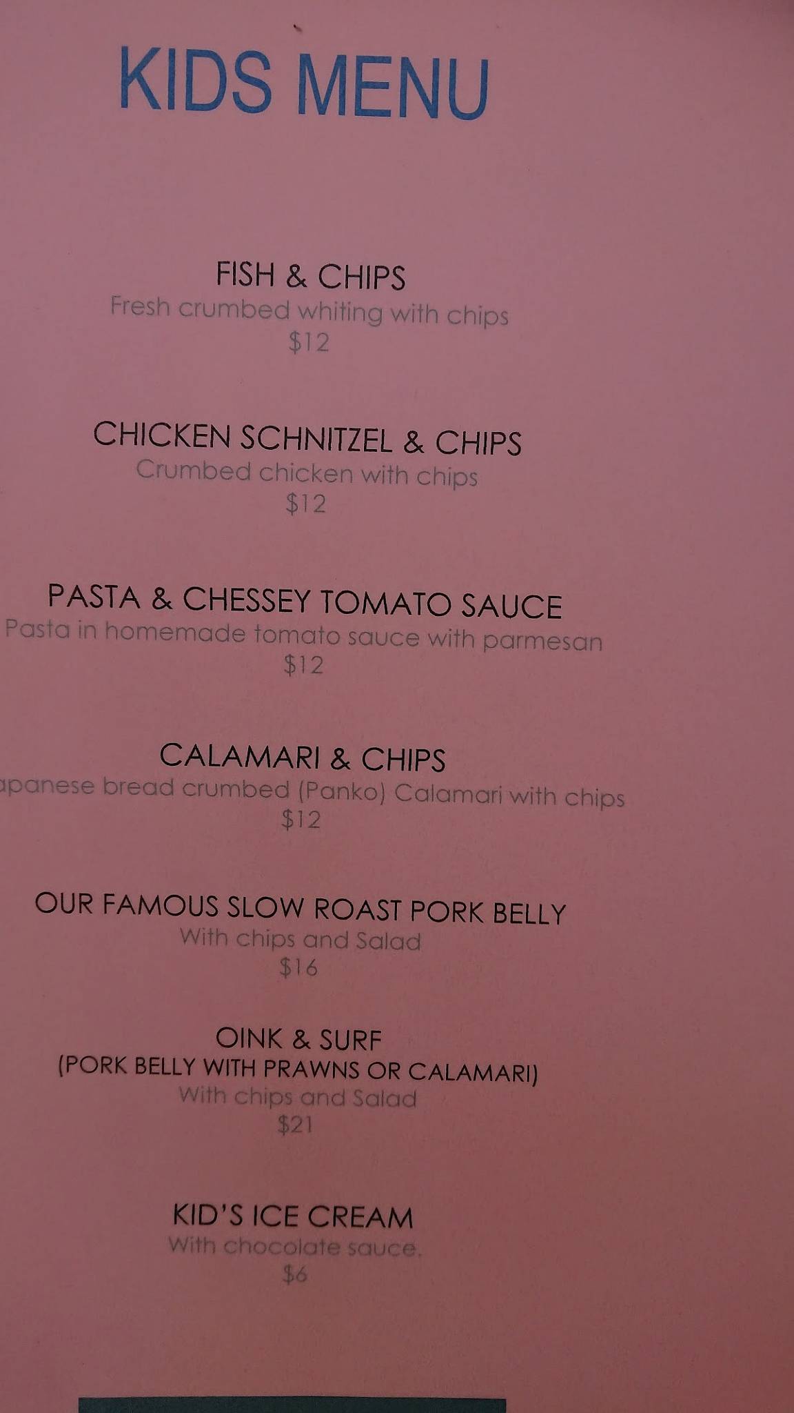 Menu at Three Little Pigs Bar & Bistro, Tamborine Mountain