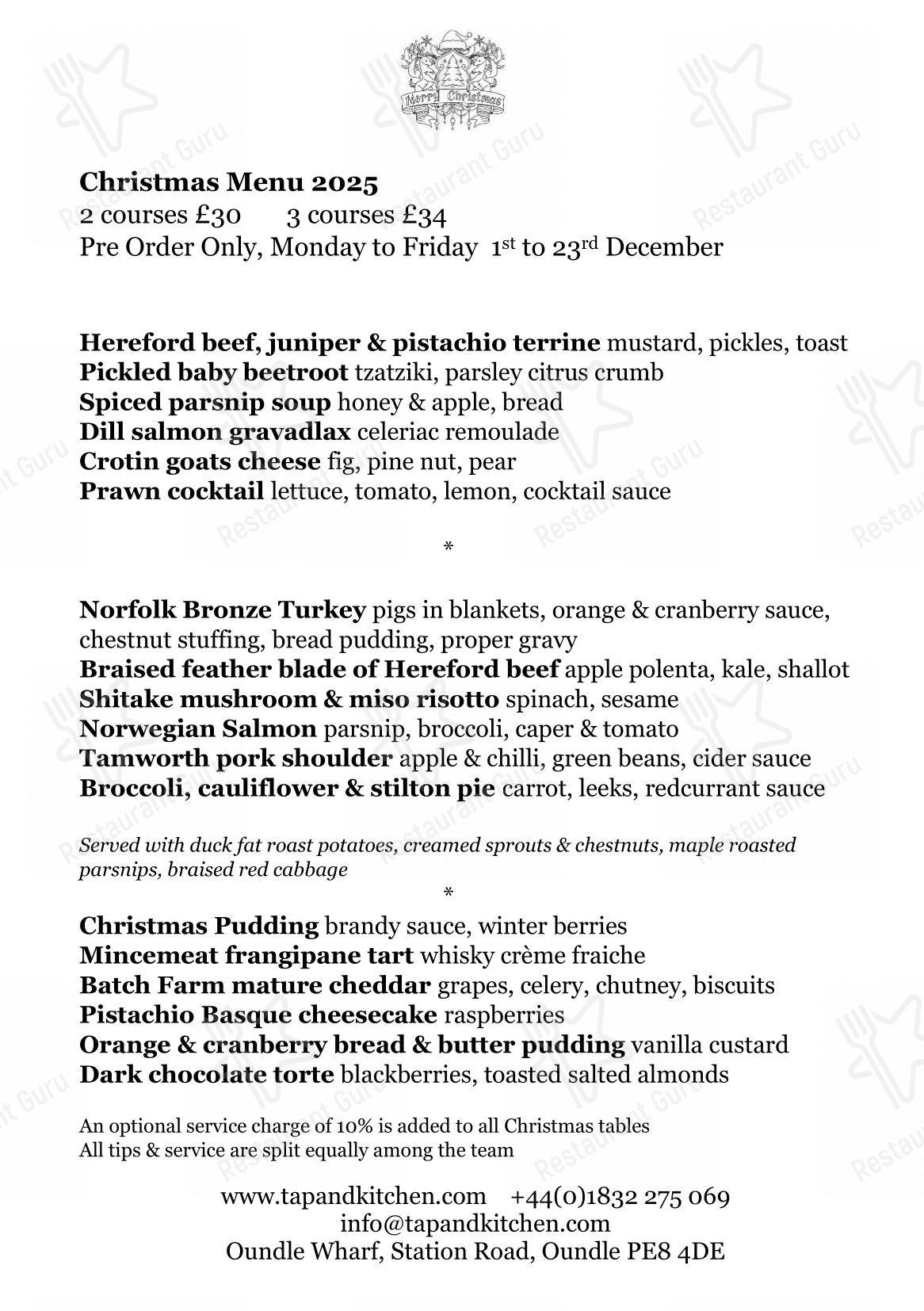 Menu at Tap and Kitchen pub & bar, Oundle