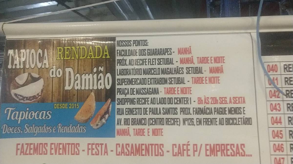 Menu em Tapioca Rendada do Damião restaurante, Recife, Av. Rio Branco