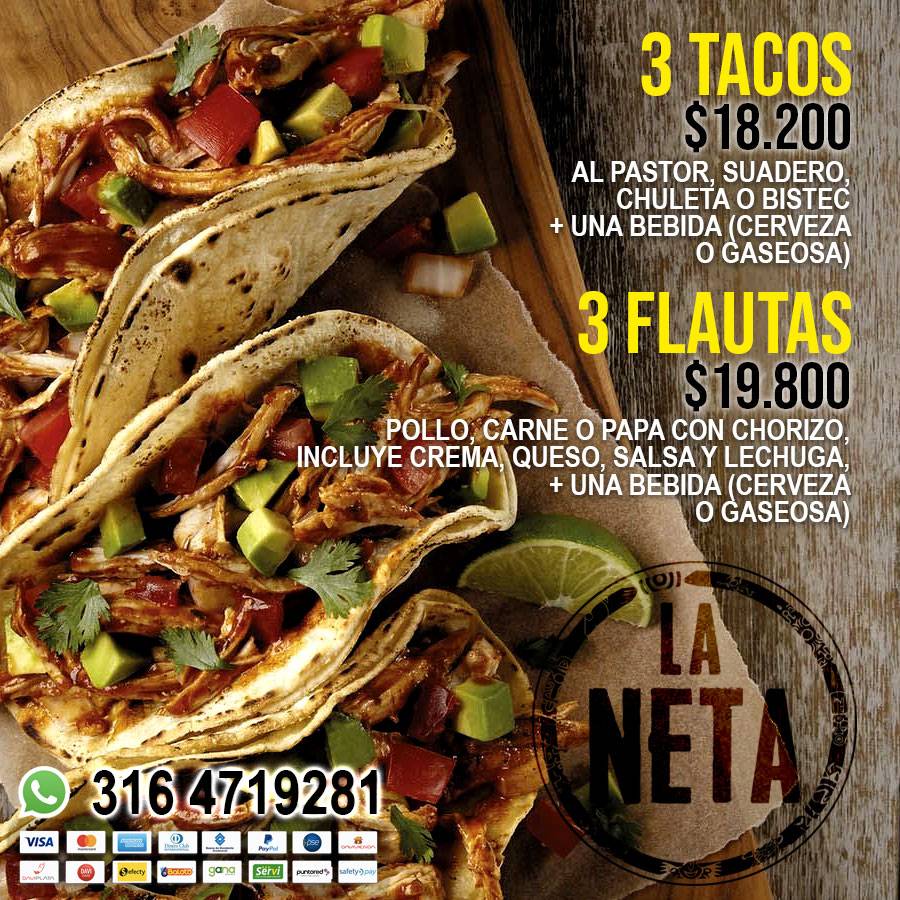 Carta del restaurante Taquería La Neta, Bogotá, Cra. 16a #76-51
