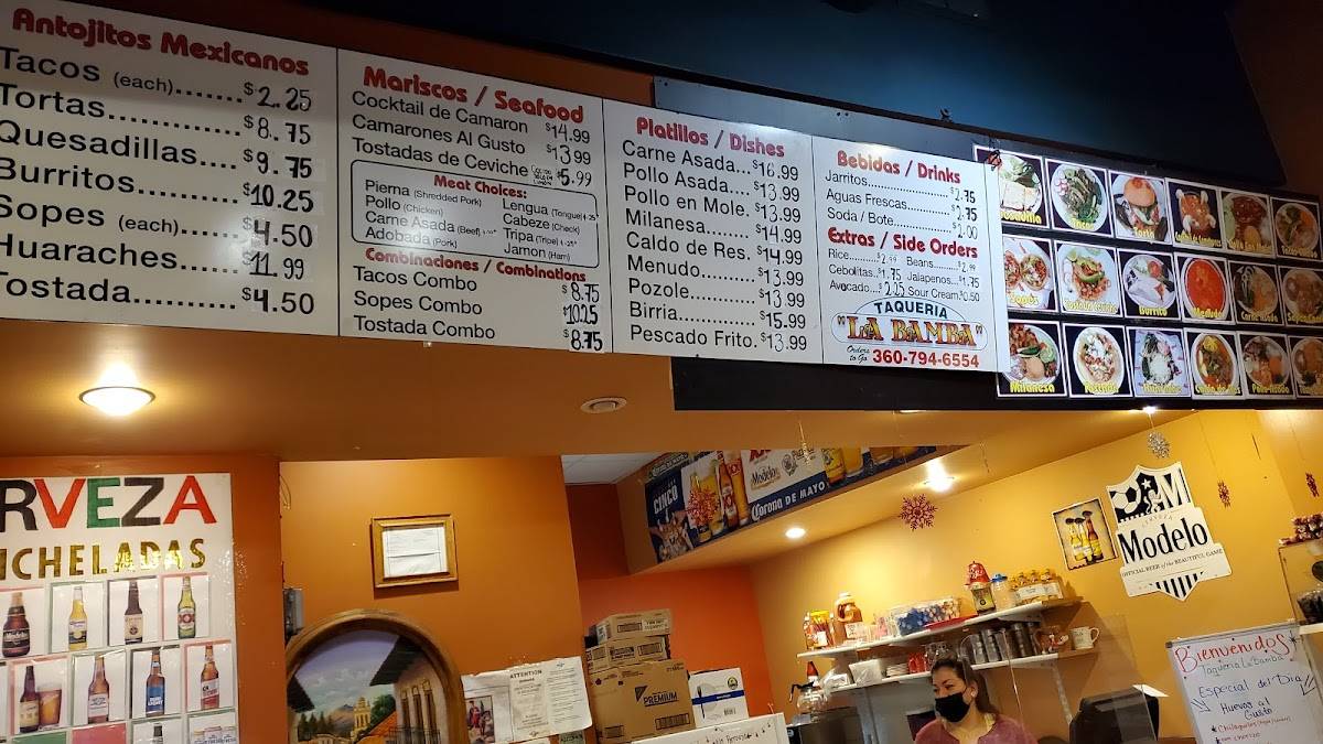 Menu at Taqueria La Bamba restaurant, Monroe, N Kelsey St