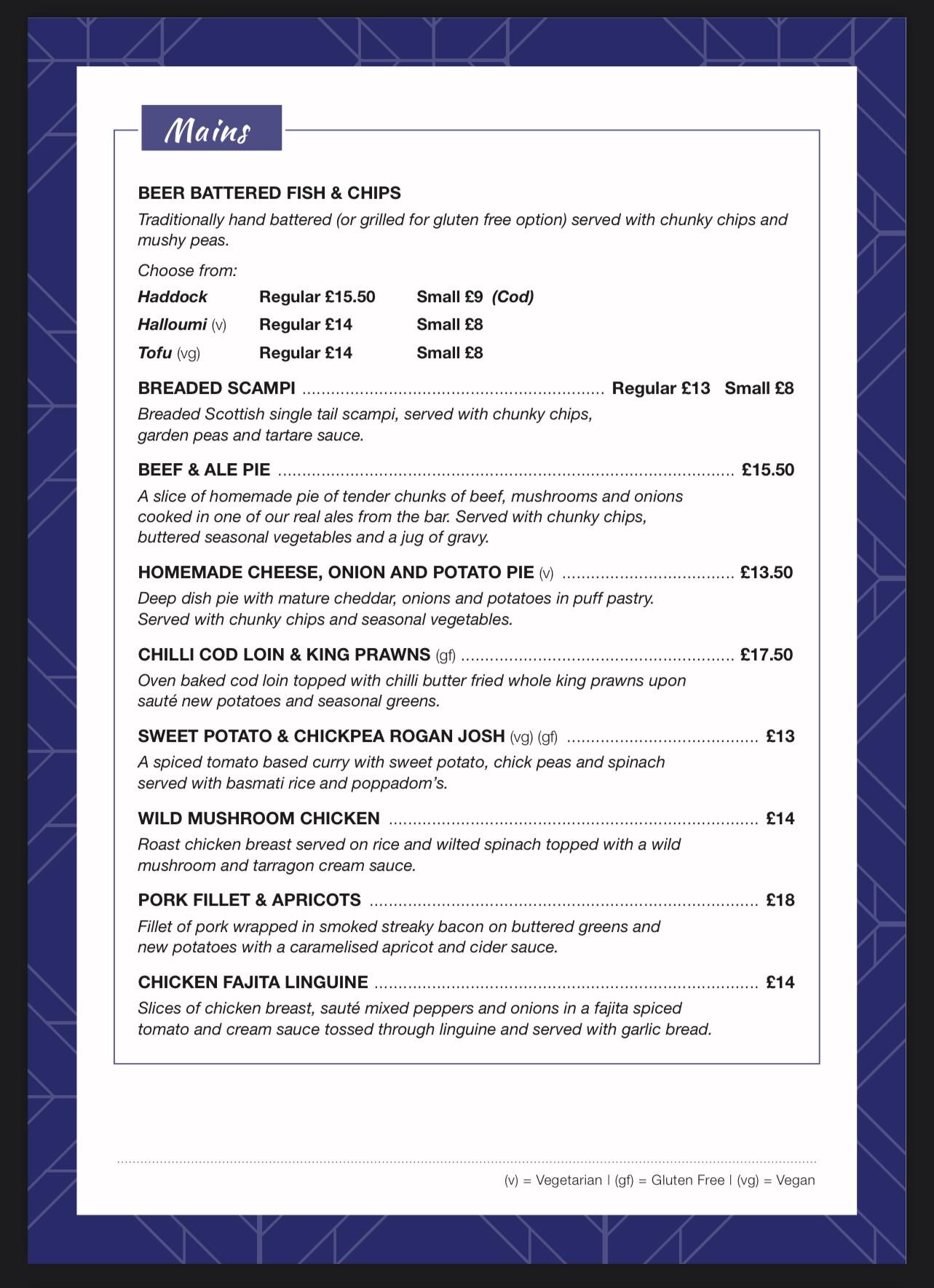 Menu at The Alvanley Arms pub & bar, Tarporley, Cotebrook