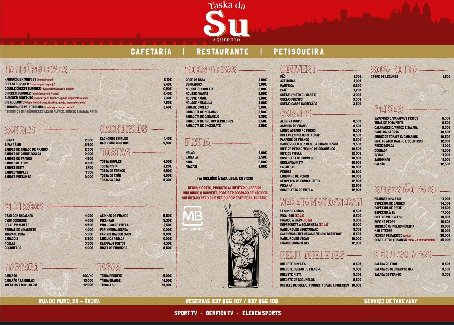 Menu em Taska da Su - AQUEDUTO restaurante, Evora