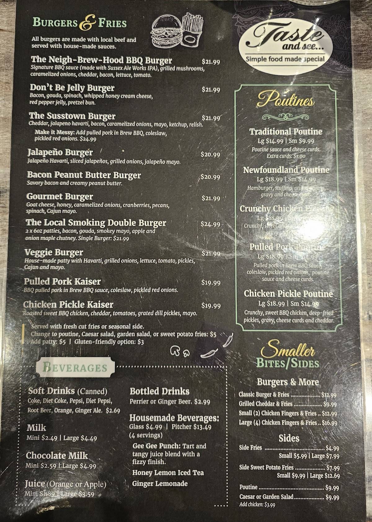 Menu at Taste and See cafe, Sussex
