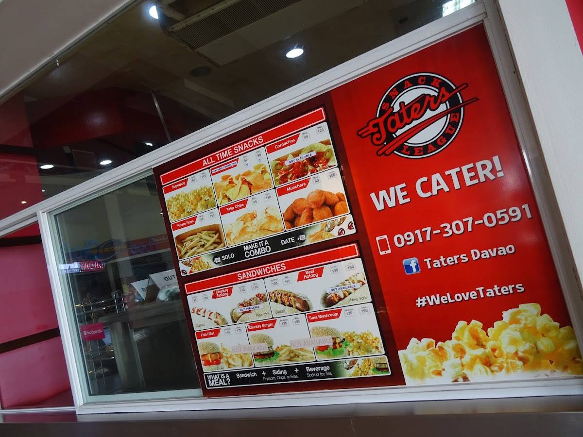 Menu at Taters (Abreeza Mall) pub & bar, Davao City, Abreeza Ayala Mall